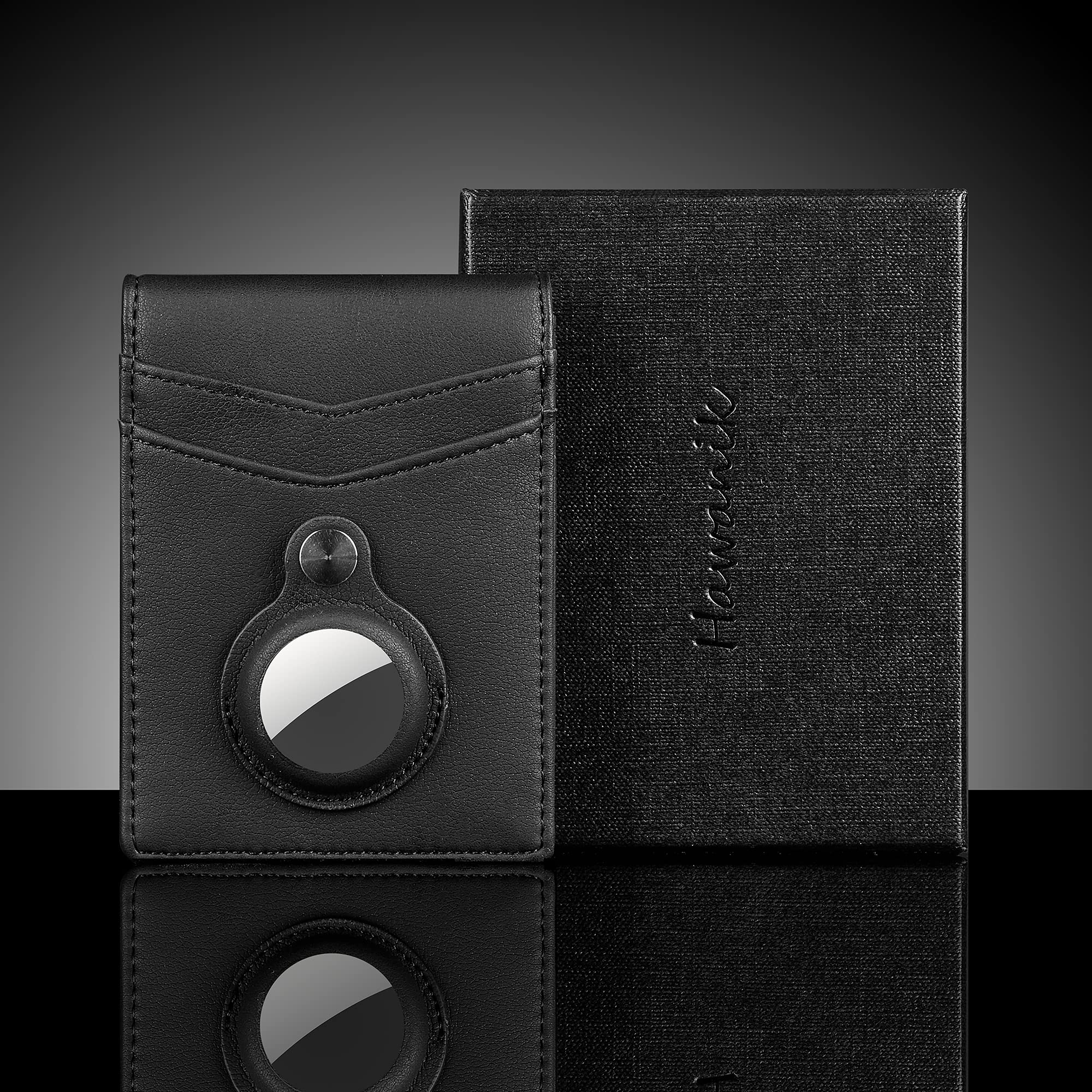 Hawanik Mens Slim Bifold Wallet With Integrated Case Holder for AirTag Oscar, Patent Pending