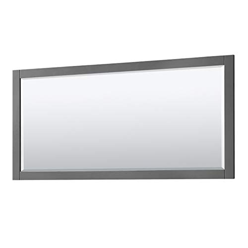 Wyndham Collection Avery 72 Inch Double Bathroom Vanity in Dark Gray, Light-Vein Carrara Cultured Marble Countertop, Undermount Square Sinks, Matte Black Trim, 70 Inch Mirror