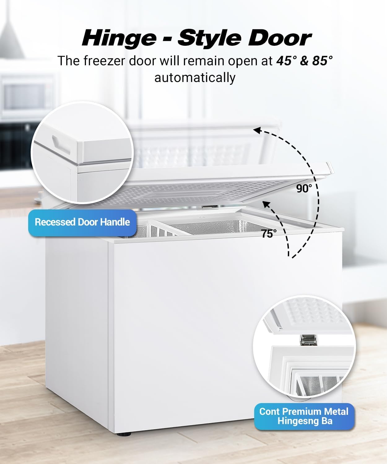 rosmena 5.5 Cu.Ft Deep Freezer, Chest Freezer with Storage Basket, Medium Top Door Freezer Adjustable 7 Thermostat (50 to -11℉) Energy Saving Quiet Small Freezer for Apartment/Garage/Dorm, White