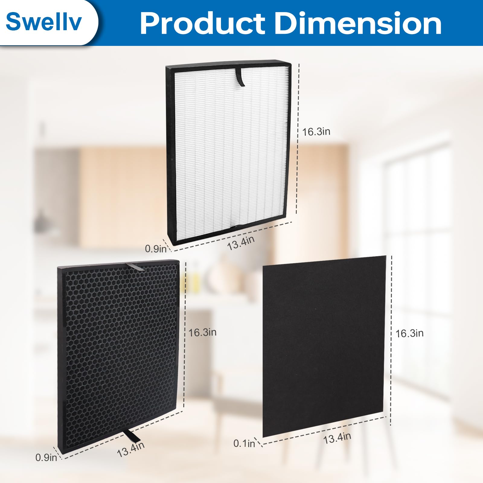 SwellV 3000 Filter Replacement Compatible with 3000, 3000M, 3000 Pro, Includes 2 Filters, 2 Activated Carbon and 4 Extra Carbon Pre-Filters (2+2+4)