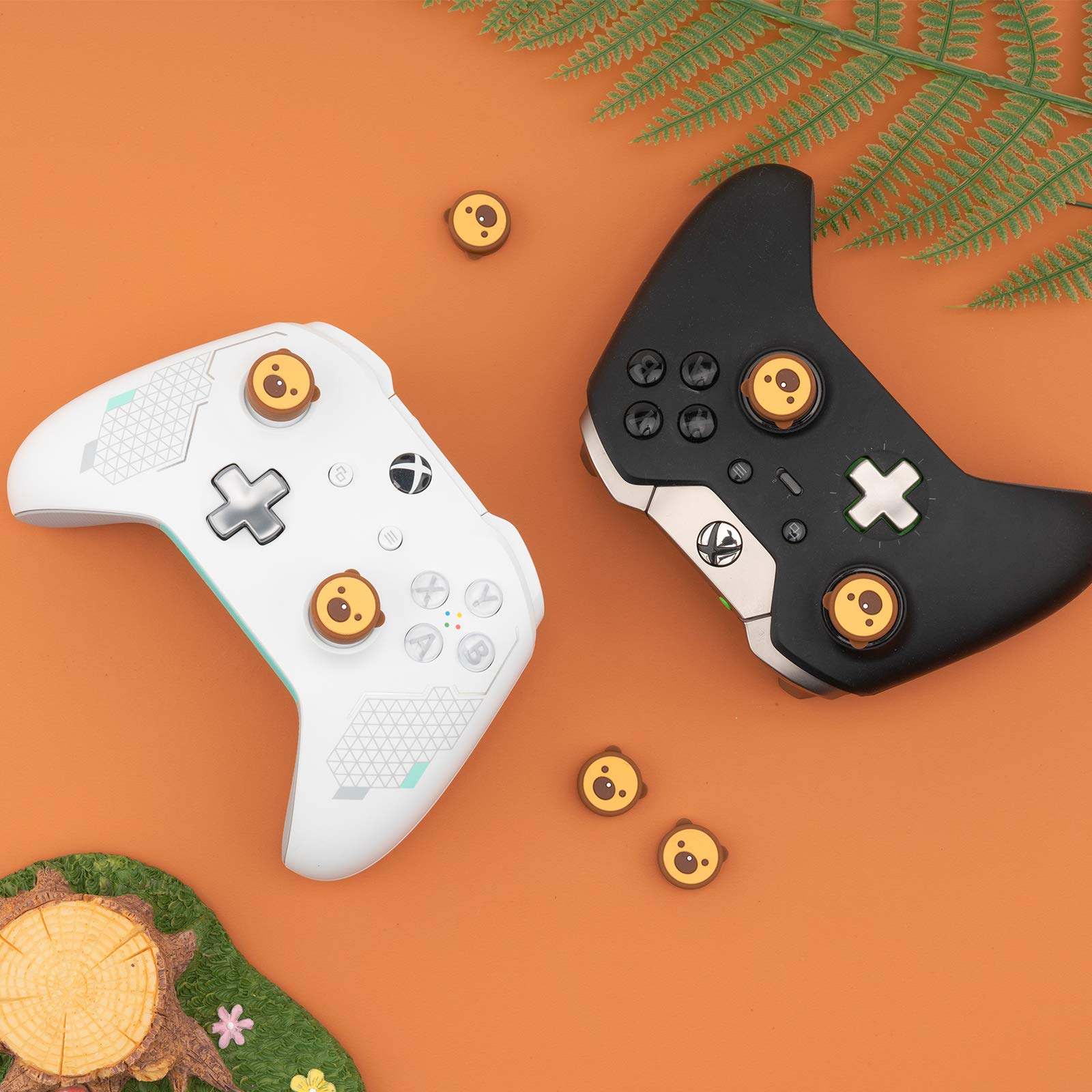 GeekShare Cute Animal Theme Xbox One Controller Thumb Grips, Thumbsticks Cover Set Compatible with Xbox One Controller, 2 Pair / 4 Pcs -- Watermelon Cat and Mousse Bear