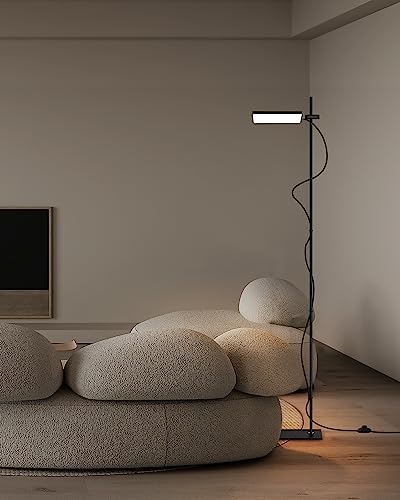 VISDANFO Modern Floor Lamp, 360 Degree Rotation Sky LED Floor lamp Office Lighting, Bright LED Standing Pole Light, Tall Lamps for Living Room,Bedroom,Reading,Study Room (Black)