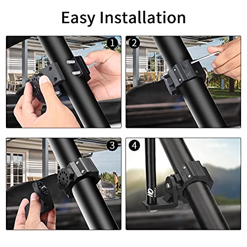 UTV Whip Mount, 2 pcs UTV Light Flag Mounts - Solid Heavy Duty Whip Light Mounting Bracket for Off-Road, Aluminium Alloy - 360° Rotating Flag Hole - Fits Perfect on 1.75" to 2" Roll Cage of UTV SXS