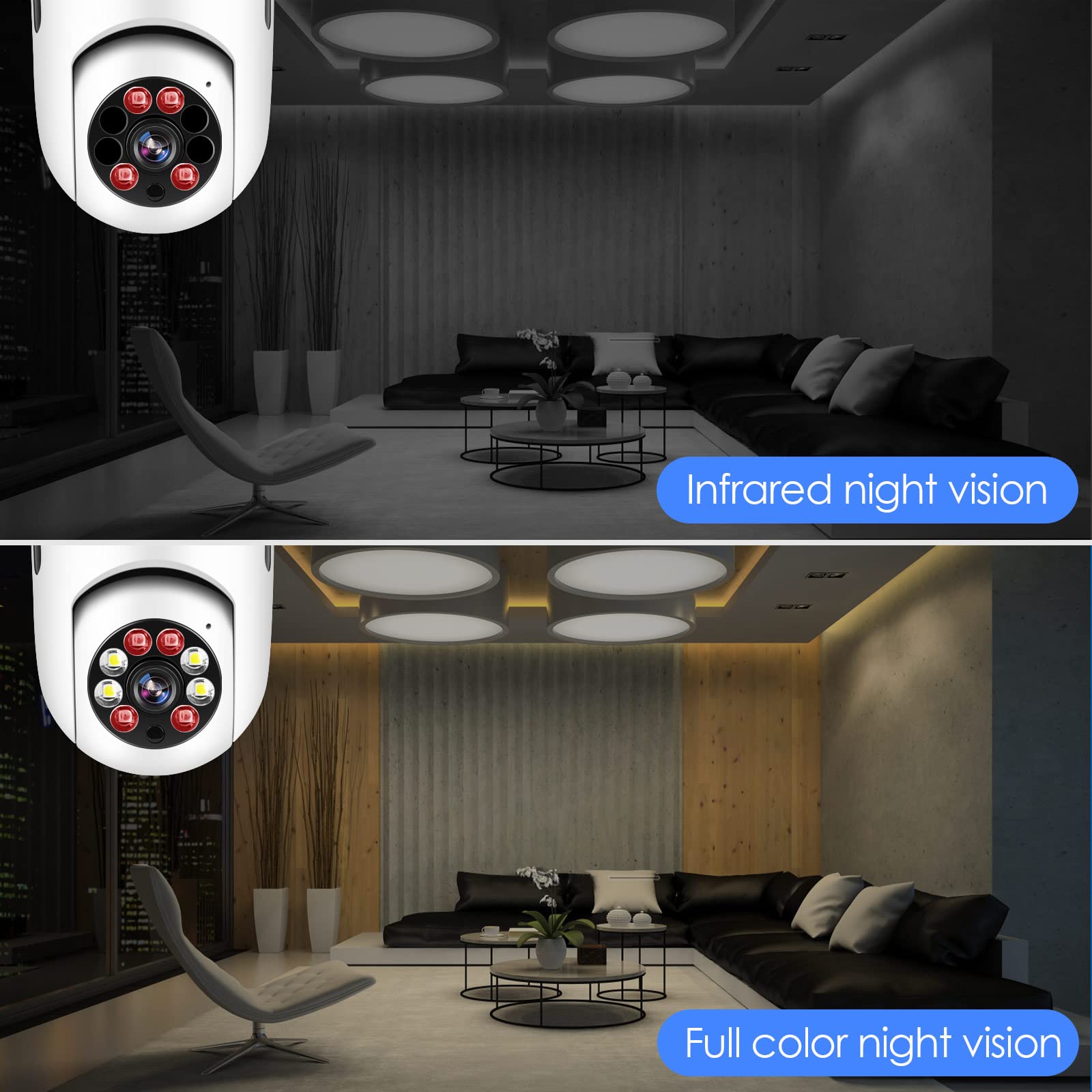 WiFi Security Camera HD 1080P Night Vision Motion Detection Mobile Tracking 2-Way Talk Pan Tilt for Home Kid Pet Nancy Security
