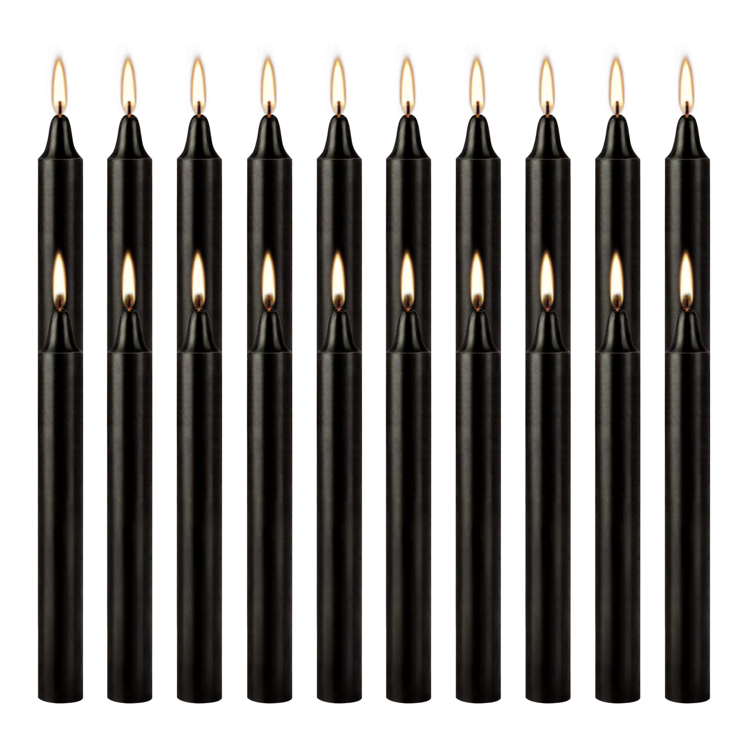Unscented Black Taper Candles, 4 Inch, 20 Pcs, Smokeless Candles for Dinners, Parties, Ceremonies, Shabbat, 1.5 Hours