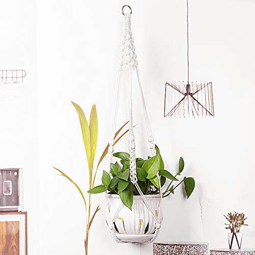 VISEMAN Macrame Plant Hanger-Outdoor Indoor Hanging Planter Holder/Hanging Basket Flower Hangers Cotton Rope with Bead for Home Decor