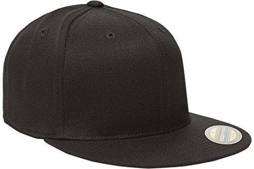 Flexfit Original Blank Flatbill Premium Fitted 210 Hat Cap Flex Fit Flat Bill Large/Xlarge - Black