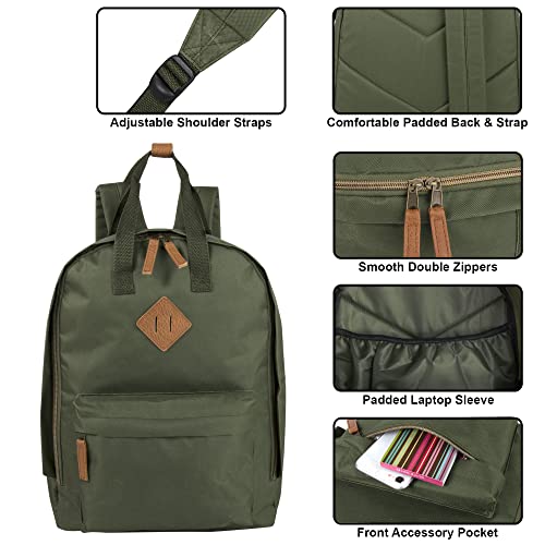 Summit Ridge Laptop Backpack for Women, Men for Travel, School, College Backpack with Padded Back, Adjustable Padded Shoulder Straps (Green)