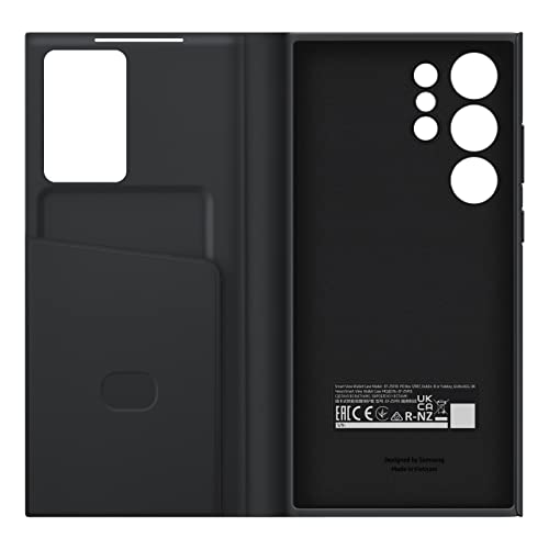 SAMSUNG Galaxy S23 Ultra S-View Wallet Phone Case, Protective Cover w/Card Holder Slot, Finger Tap Clear Window, US Version, EF-ZS918CBEGUS, Black