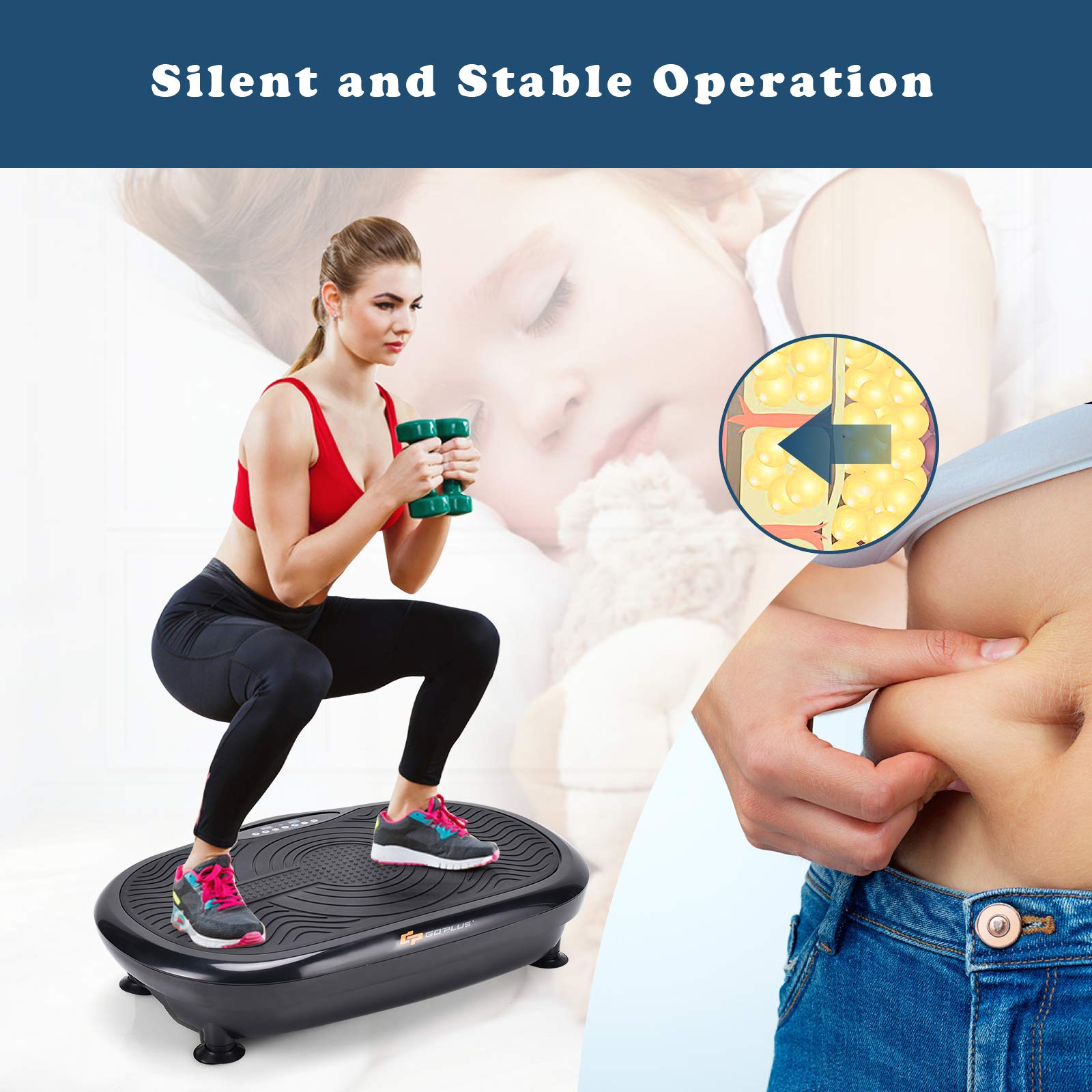 Goplus 3D Vibration Platform Exercise Machine, Mini Vibration Plate w/ Remote Control, 1-99 Level Adjustable Speed, Whole Body Workout Vibration Fitness Platform (Black)