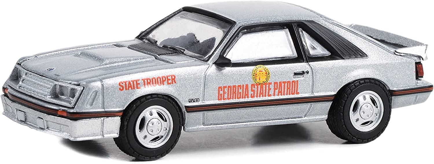 Greenlight 43020-A Hot Pursuit Series 44-1982 Fox Body Mustang GT - Georgia State Patrol State Trooper Test Car 1:64 Scale Diecast