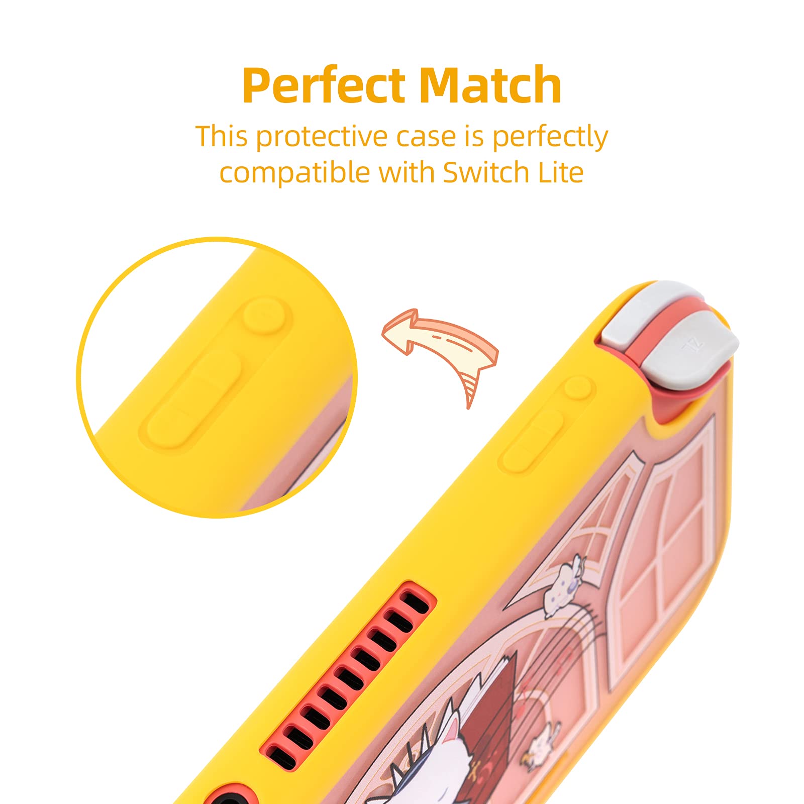 GeekShare Protective Case Compatible with Nintendo Switch Lite, Anti-Collision Non-Slip Shockproof Transparent Protective Cover Shell for Switch Lite- Cat Hymn