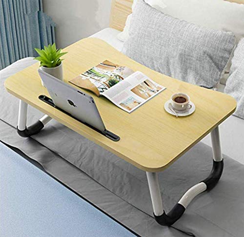 Widousy Laptop Bed Table, Breakfast Tray with Foldable Legs, Portable Lap Standing Desk, Notebook Stand Reading Holder for Couch Sofa Floor Kids - Standard Size(White)