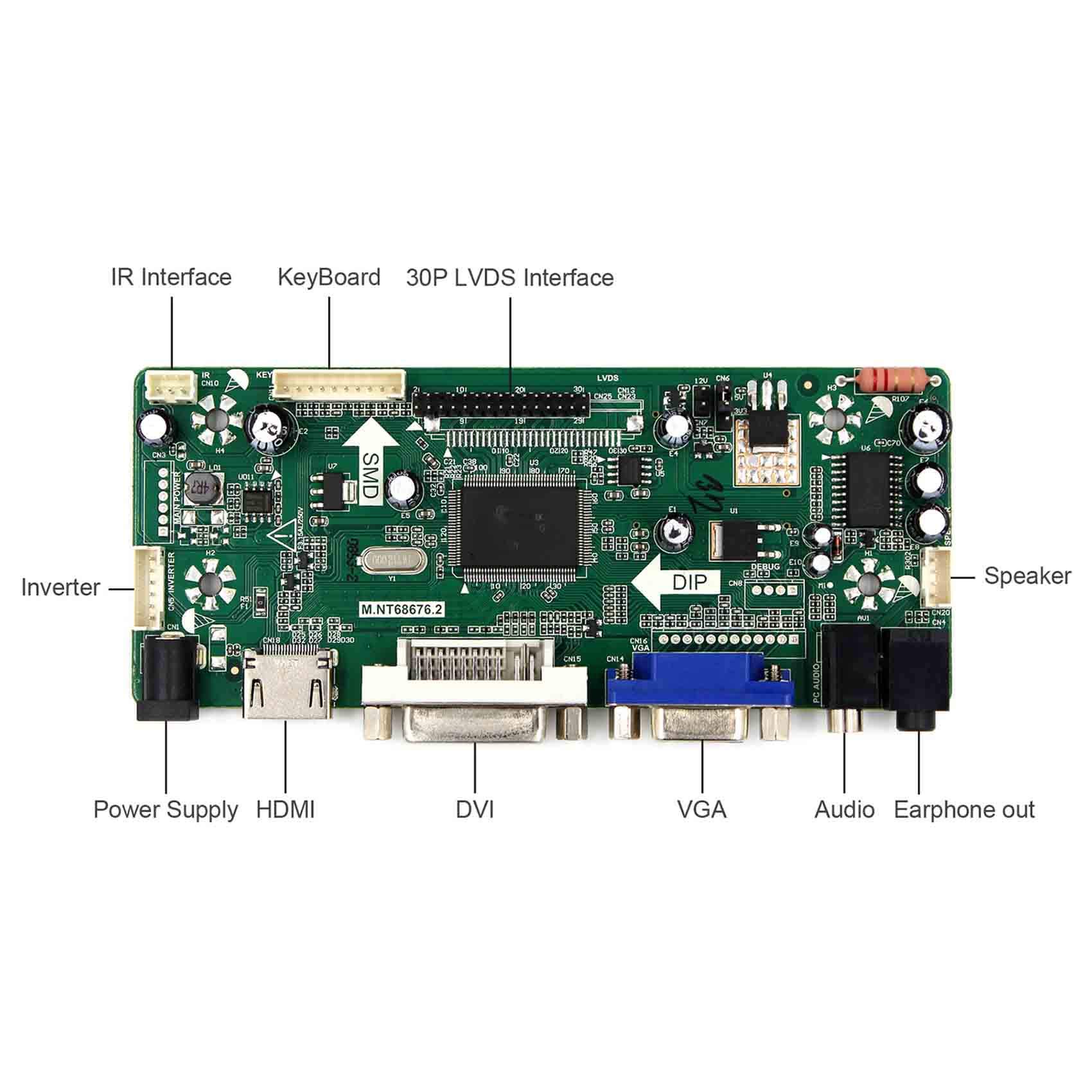 HDMI DVI VGA LCD Controller Board for HT121WX1,HV133WX1 12.1" 13.3" 1280x800 LED 40 Pins LCD Panels