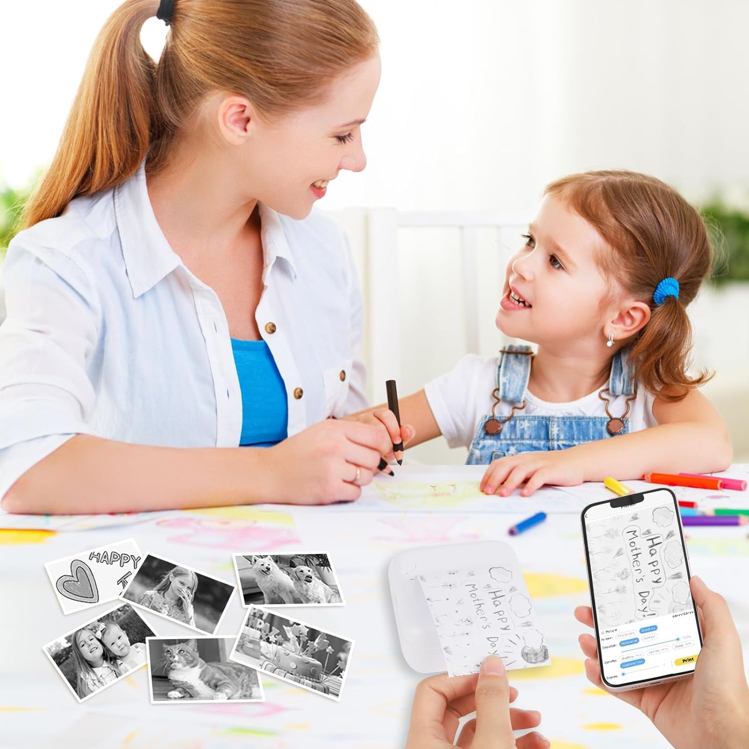 WeePro Mini Printer Portable Inkless Sticker Printer with 13 Rolls Paper, Ideal for Sticker Maker Machine, Label Printer for Small Business, Doodle Pocket Printer Compatible with Phone & Tablet
