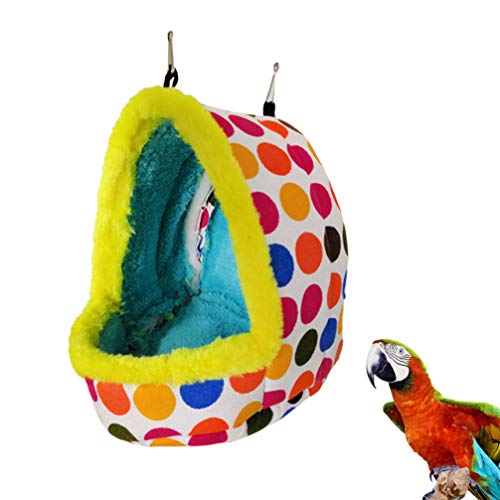 ULTECHNOVO Bird Hanging Hammock House, Winter Warm Thicken Plush Nest Nest Parrot Hammock Bird Sleeping Bed for Conure Lovebird Parakeet Chinchilla Guinea Squirrel Cage Accessory(Size S)