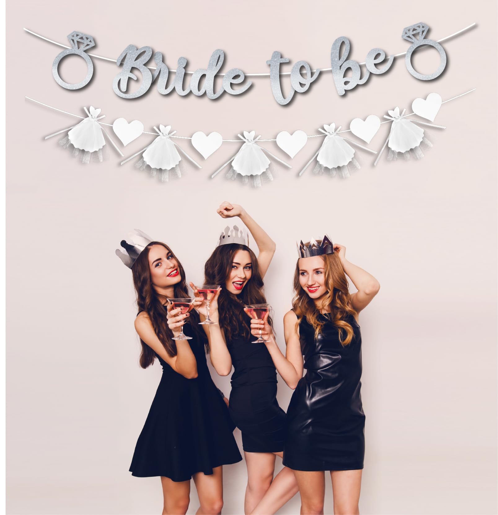 Pre-Strung Bride to Be Banner - NO DIY - Bridal Shower Banner,Bachelorette Bridal Party Decorations - Silver Glitter