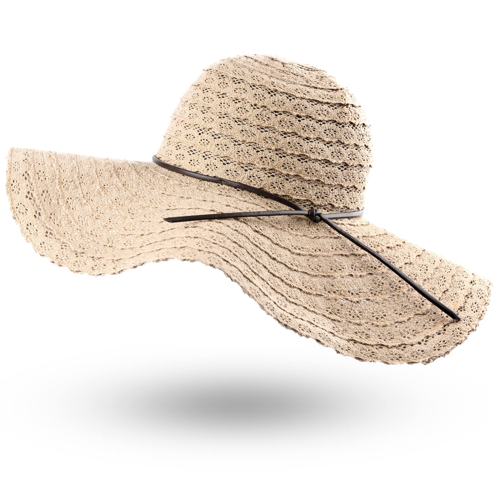 FURTALK Summer Beach Sun Hats for Women Wide Brim Foldable Floppy Travel Packable UPF Hat A-Khaki