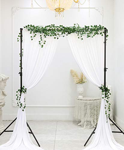 White Backdrop Curtain for Parties Wedding Backdrop Drapes Baby Shower Birthday Anniversary Videos Photography Decorations, 2 Panels, 5ft x 10ft