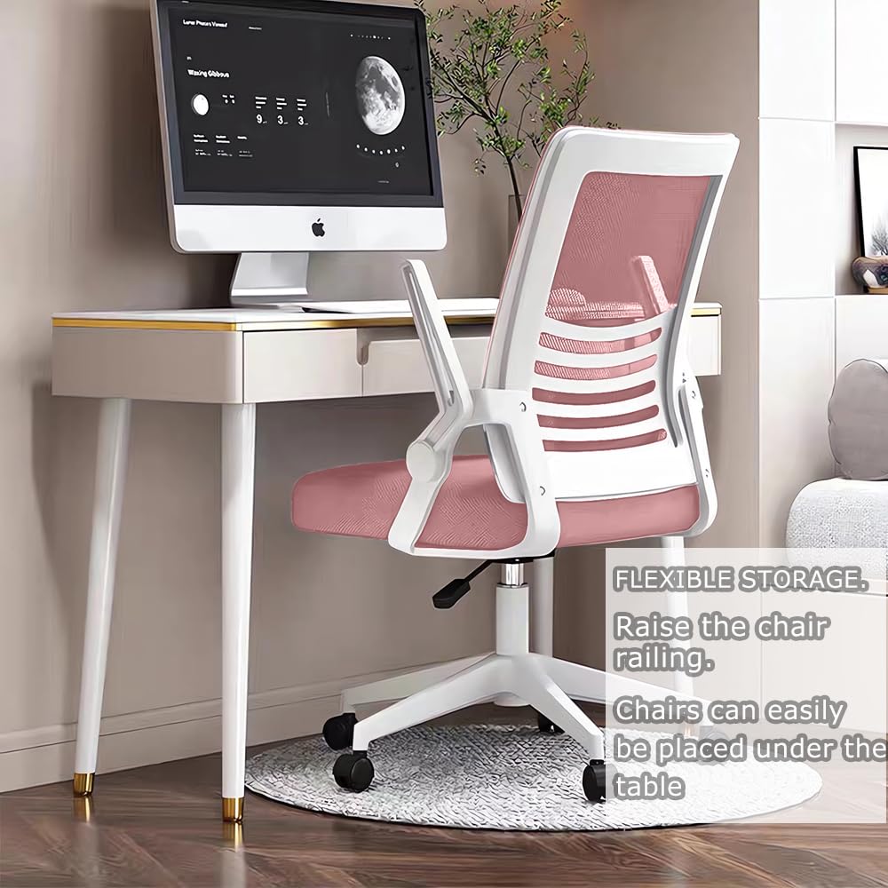 XUEGW Home Office Chair Ergonomic Desk Chair Mesh Computer Chair with Lumbar Support Armrest,Reclining Office Chair Swivel Chair with Flip-up Arms