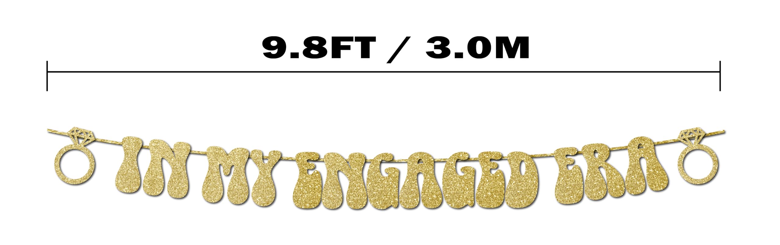 Pre-Strung In My Engaged Era Banner for Bachelorette Party Decorations,Bride To Be Backdrop, Bridal Shower Supplies,Gold Glitter(Engaged)