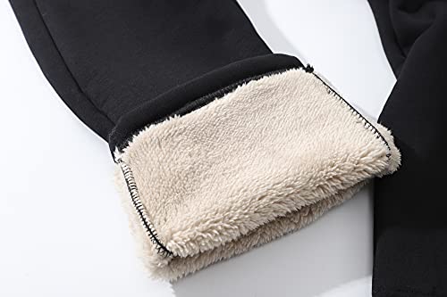 Gihuo Men's Active Winter Fleece Pants Sherpa Lined Sweatpants (Black, Large)