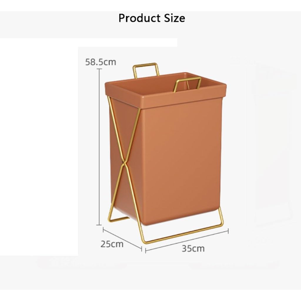 SYALEO X-Frame Collapsible Laundry Basket w/Leather Bag Sorter Organizer Black/Gold Metal Frame Laundry Hamper Luxury Folding Dirty Clothes Basket for Dorm Apartment