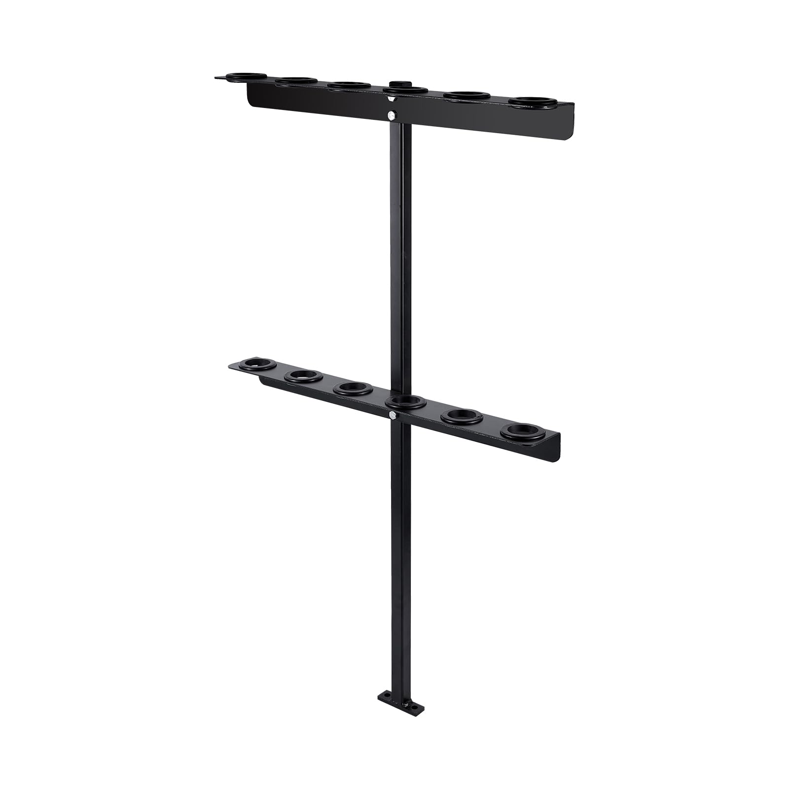 TECTRUC Vertical Hand Rack Landscape Hand Tool Rack,6 Holes Long Handle Tool Storage Holder for Truck Trailer& Garage or Shed Walls Holds 6 Tools for Shovels, Rakes, Hoes(1 Pack, Black)