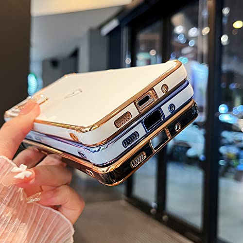 ZTOFERA Designed for Samsung Galaxy S20 FE 5G Case,Cute Plating Edge Love Hearts Pattern with Camera Lens Protection Phone Cover for Girls Women,White