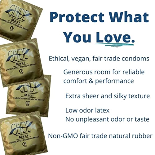 GLYDE Maxi - XL Fit Condoms - 12 Count - Ultra-Thin, Vegan, Non-Toxic, Large Size Natural Rubber Latex, 56mm for Generous Fit