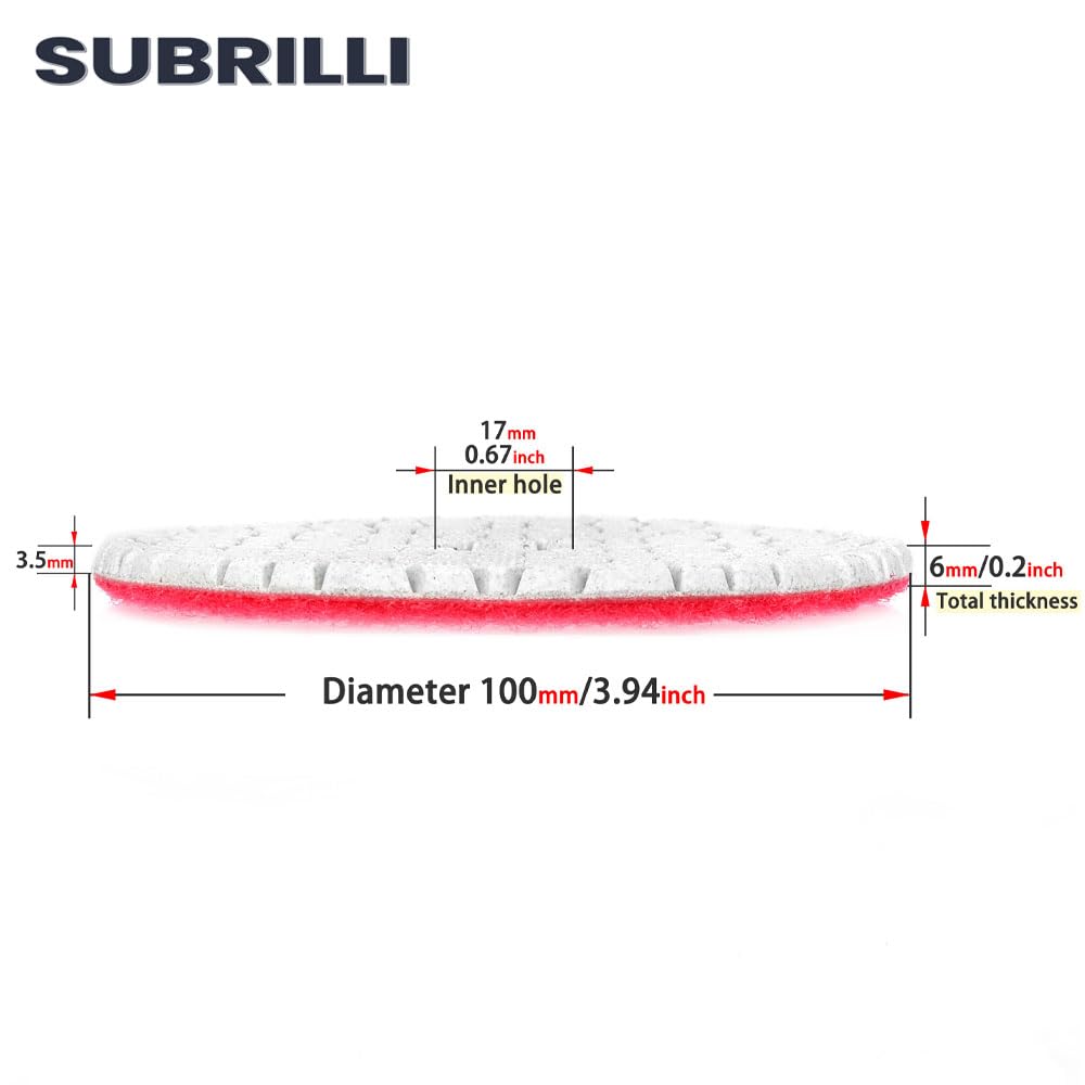 SUBRILLI 3 Step Diamond Polishing Pads 3-Pcs Step 1 Abrasive Disc for Granite Quartz Marble Concrete Terrazzo