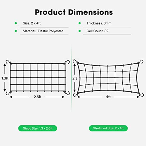 VIVOSUN 2 x 4Ft. Elastic Trellis Netting with 4 Hooks for Climbing Plants, Vegetables, Fruits, and Flowers, 1-Pack