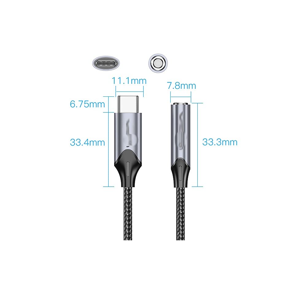 WPYYI USB C to 3.5mm Jack Earphone Type C to 3.5 Headphone AUX Adapter Audio Cable (Size : 0.1)