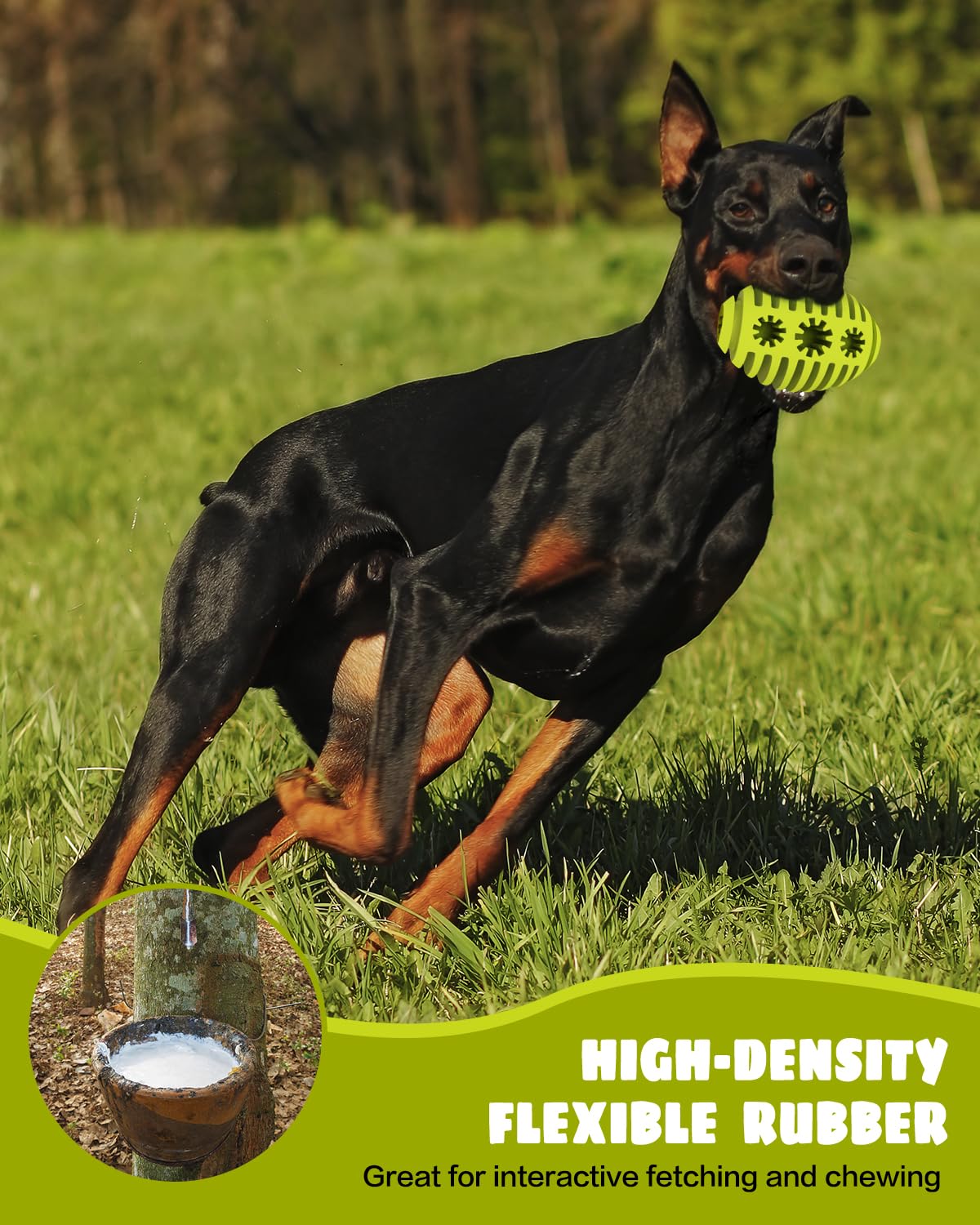 SCHITEC Dog Chew Toy, Interactive Treat Dispenser Puzzle Toys Bully Stick Holder for Medium Large Dogs, Tough Rubber Teething Enrichment Dog Ball