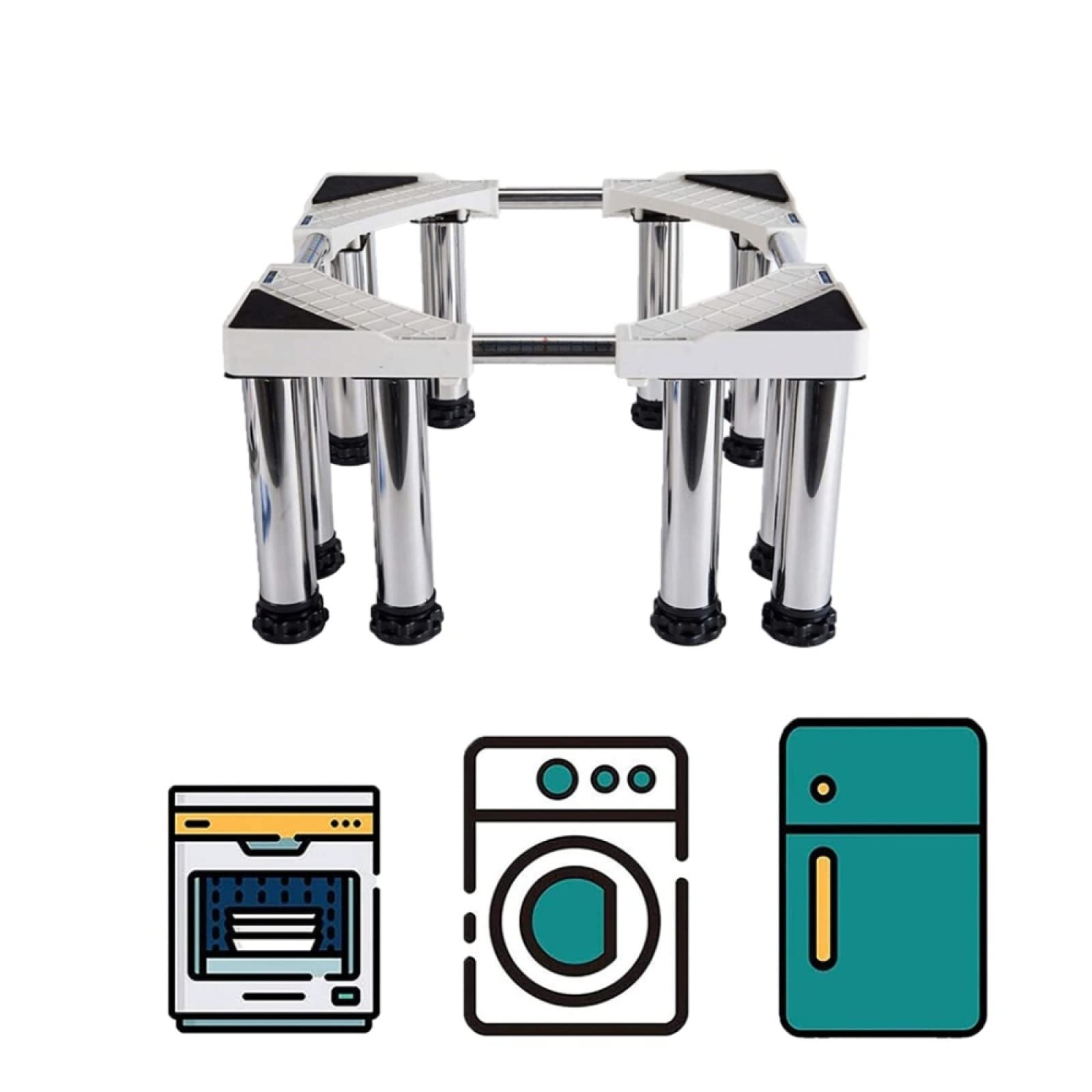 FWHK Refrigerator Base, 12 Legs Adjustable,Can Hold Up to 660 Lbs Dorm Refrigerator Stand, for Refrigerators,Dryers,Dishwashers (3-5 Days Delivery)