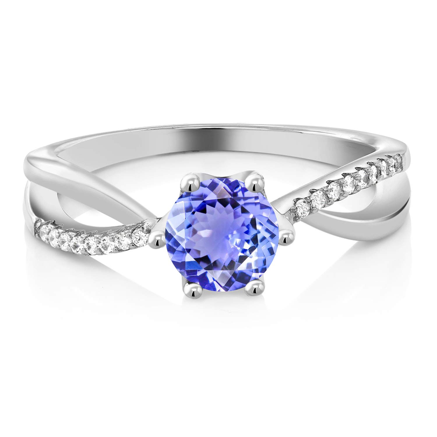 Gem Stone King 925 Sterling Silver Gemstone Birthstone Infinity Ring | Round 6MM | Wedding Engagement Anniversary Promise Ring For Women | Available In Size 5, 6, 7, 8, 9