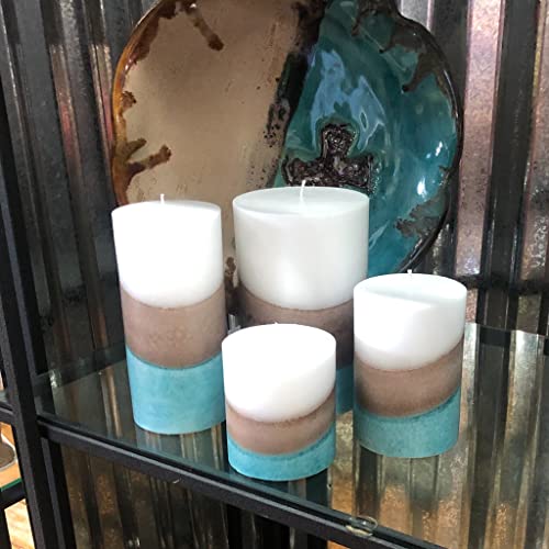 Wicks N More Cottage Charm Handmade Scented Layered Pillar Candle (3x4)