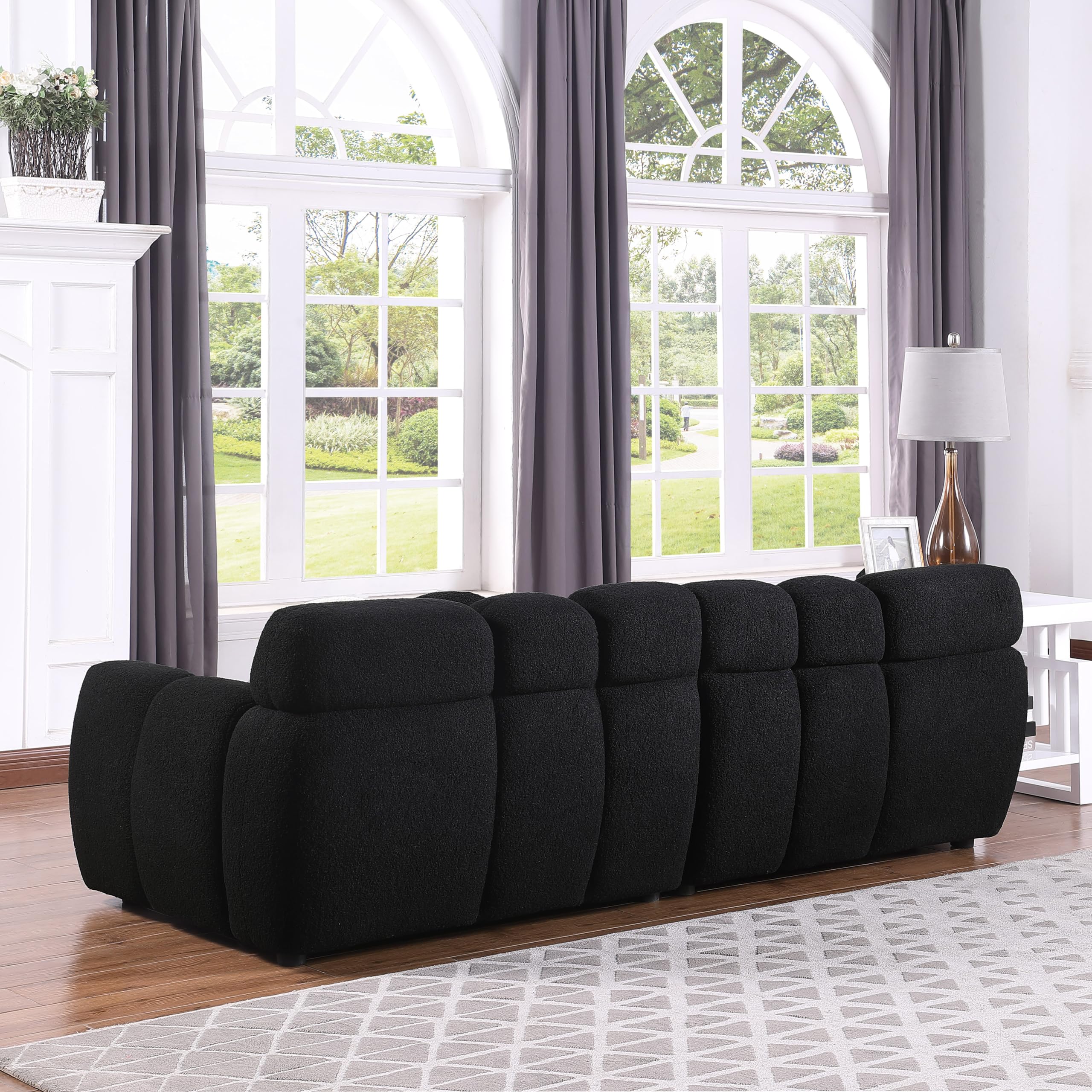 Tmsan 86.5" Boucle Cloud Sofa Couch, Modern Tufted 3 Seater Sectional Sofa Set for Living Room, Comfy Upholstered Couch Bed with 2 Accent Pillows for Bedroom Apartment Office