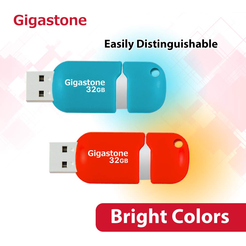 Gigastone V10 16GB 10-Pack USB 2.0 Flash Drive Thumb Drive Memory Stick Pen Drive Capless Retractable Design (Blue&Orange)