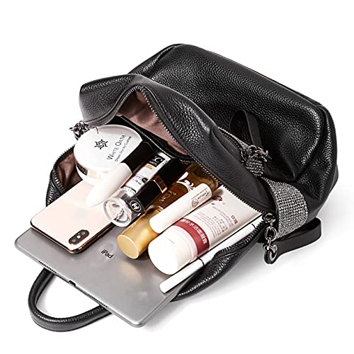 Iswee Leather Women Backpack Small Purse Anti-theft Casual Soft Daypack for Women (Black)