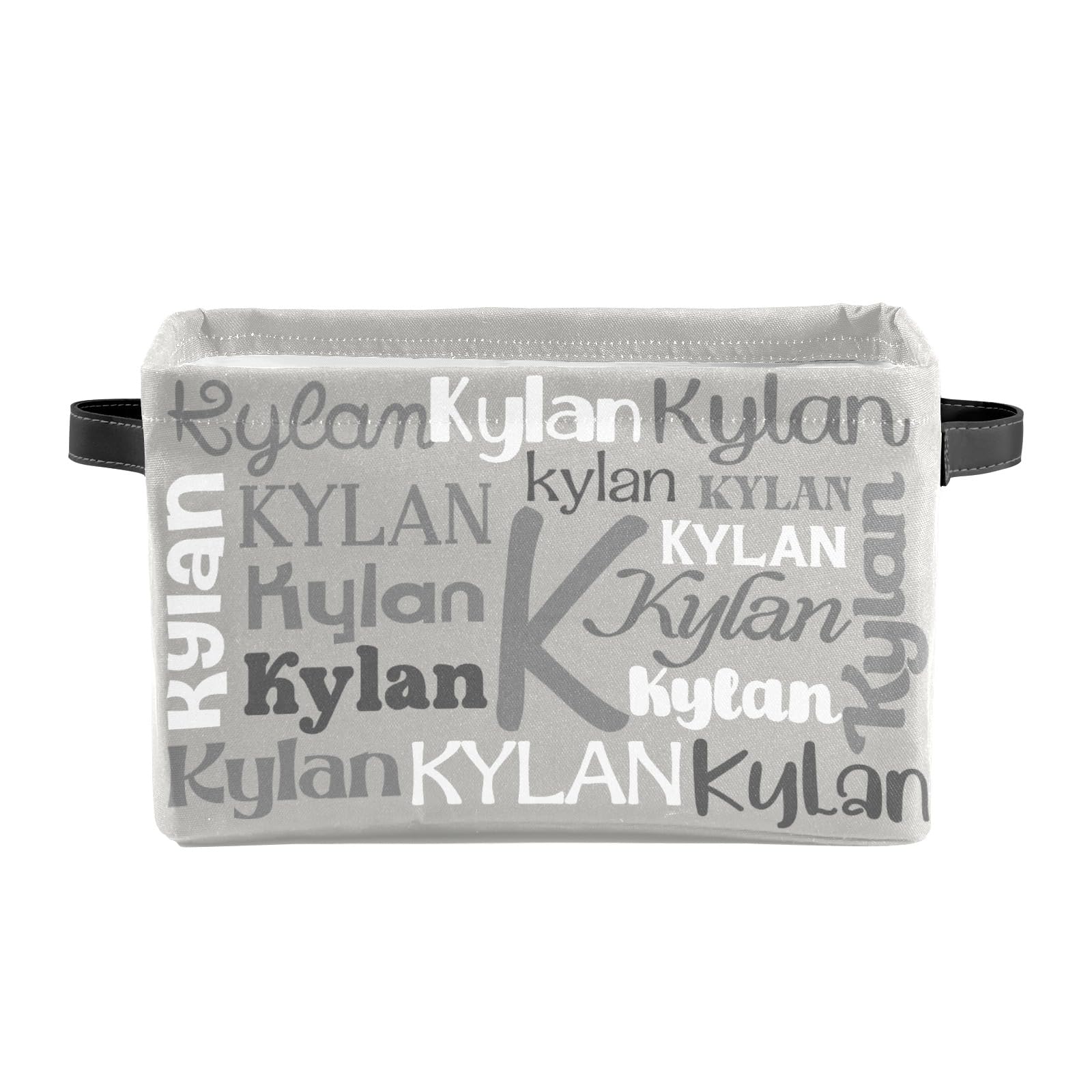 Text Gray Fabric Storage Basket for Organizing Closet Shelf Nursery Toy Decorative Closet Organizers with Handles Cubes
