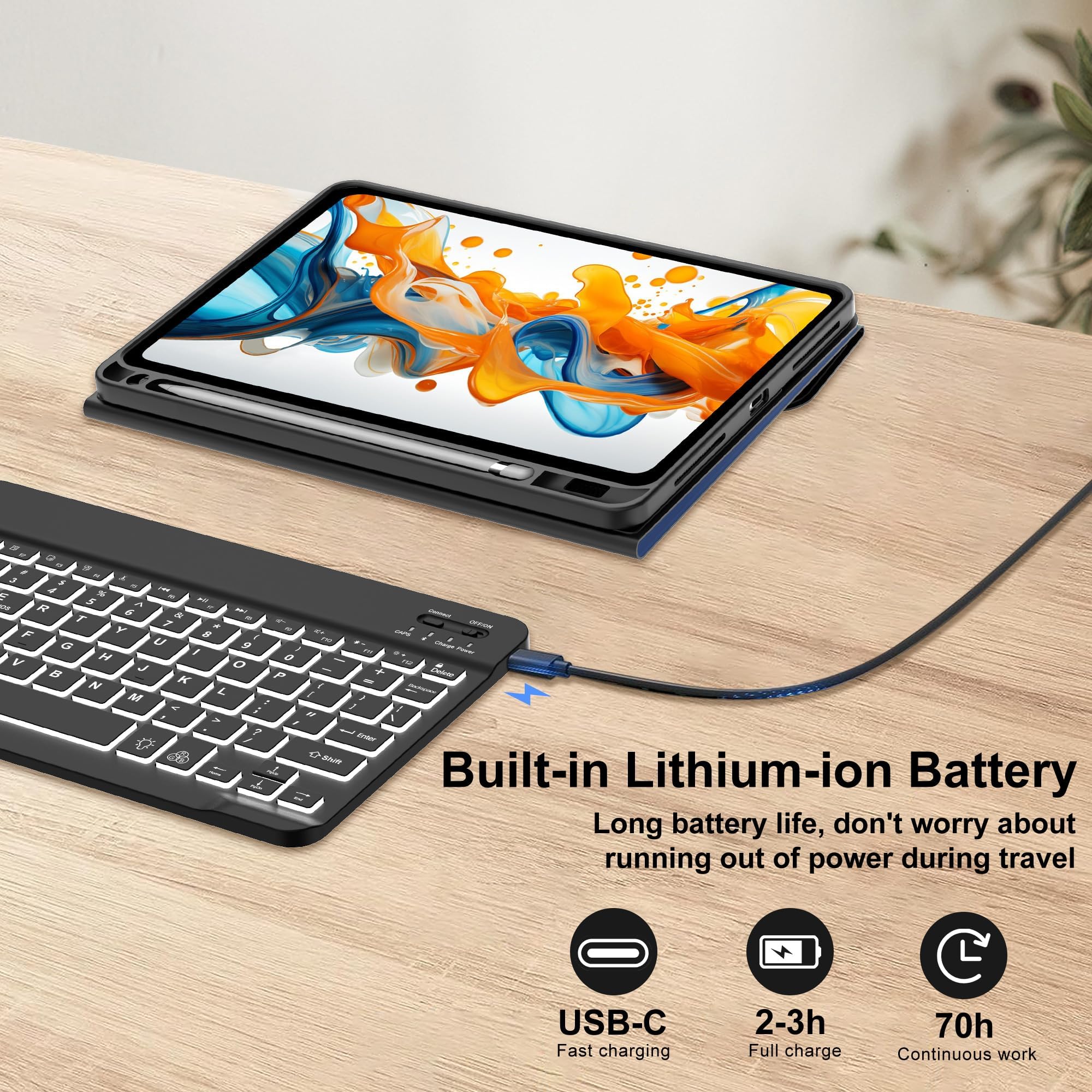 YEHOBU Galaxy Tab S8+/S7 FE 2021/S7 Plus 2020 Case, Detachable Bluetooth Backlit 12.4" Keyboard Protective Cover with S Pen Holder, Black(Tab Not Included)