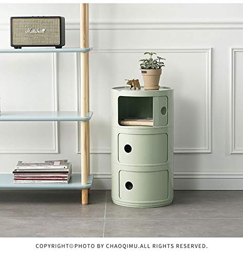 SJYDQ Nordic Bedside Table Simple Round Small Cabinet Mini Creative Plastic Side Cabinet Multi-Layer Lockers Multicolor (Color : Black)