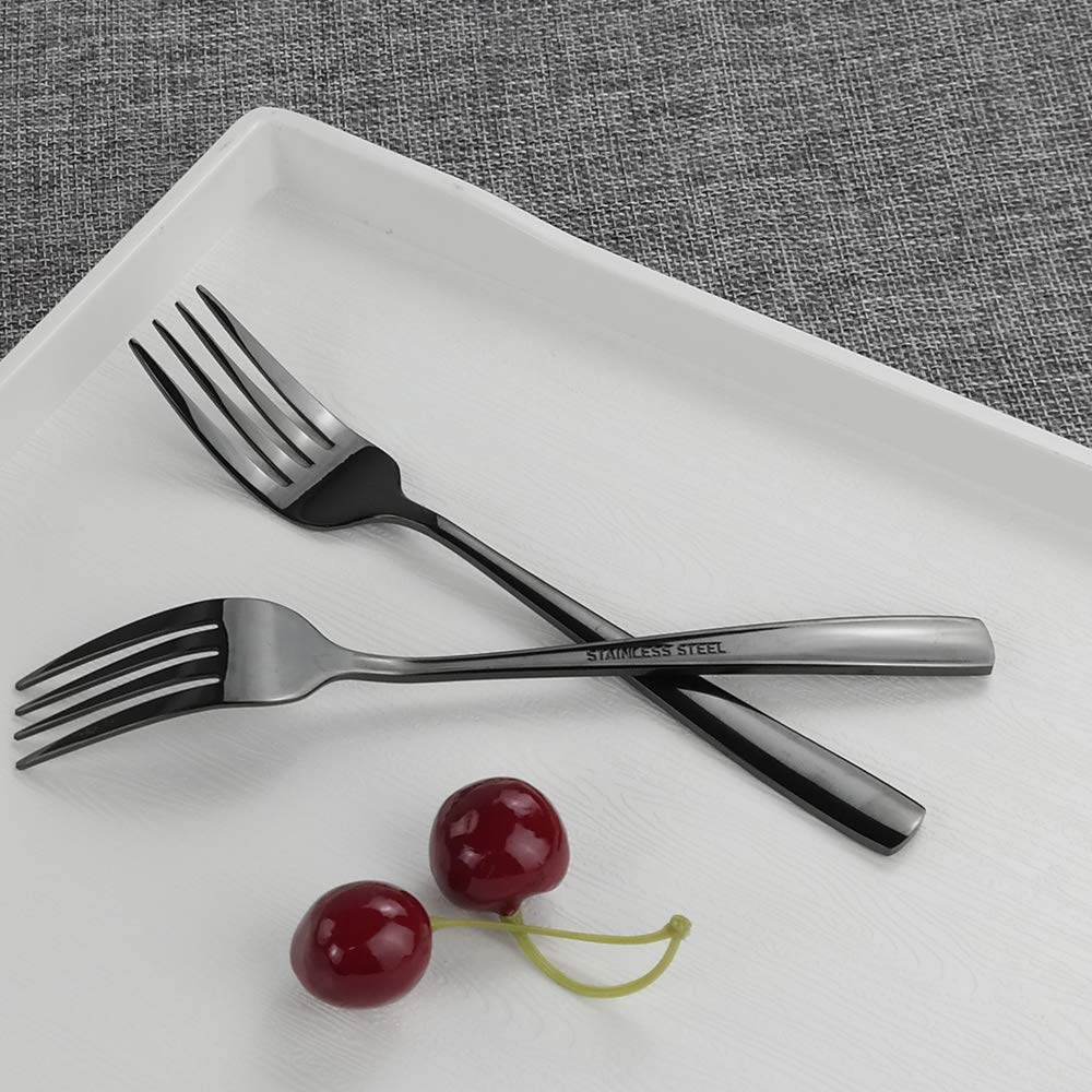 Teyyvn Black Stainless Steel Dessert/Salad Forks, Set of 16