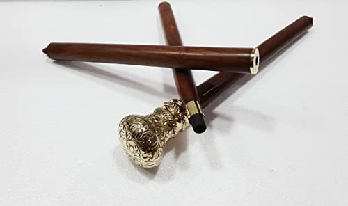 RS Enterprises Antique Nautical Vintage Style Designer Brass Handle Brawn Wooden Walking Stick Cane
