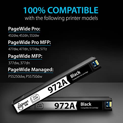 Smart Ink Compatible Ink Cartridge Replacement for HP 972A 972 (2 Pack Combo) to use with PageWide Pro 477dw 577dw 452dw 477dn 452dn 577z 552dw 377dw P55250dw Printers