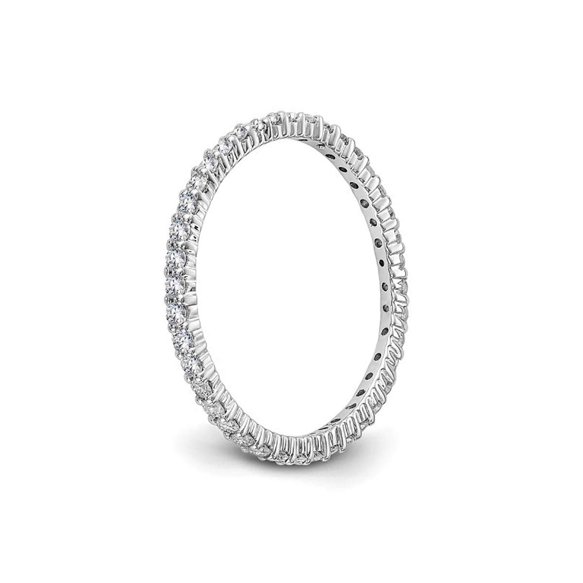 Florence Jewelers 2MM Sterling Silver 925 Round Cut Cubic Zirconia Stackable Eternity Bands (Silver, 6)