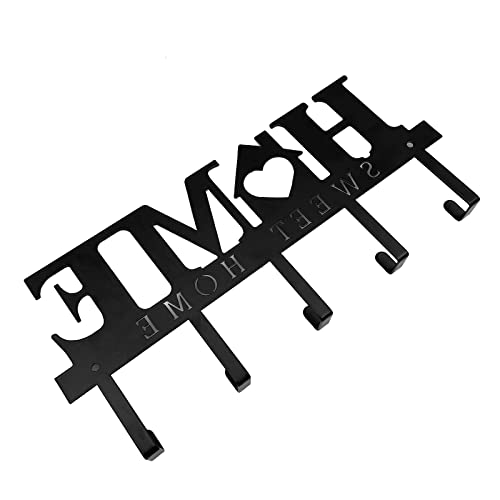 YGFRSTO Metal Key Holder Sweet Home Coat Hooks Organizer Wall Mounted Key Rack with 5 Key Hooks Wall Hanger Decor for Entryway Front Door Kitchen Hallway Garage House Design