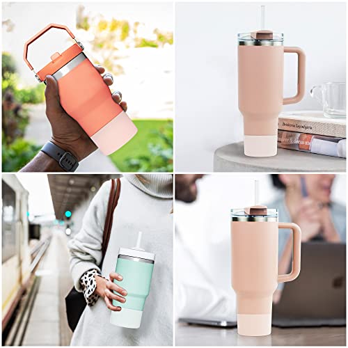 Turmaster 1Pcs Silicone Boot for Stanley 40 oz Quencher Tumbler, Silicone Cups Sleeve for Stanley IceFlow 20oz 30oz, Stanley Cup Accessories, Protective Cover for Water Bottle Bottom(Clear)
