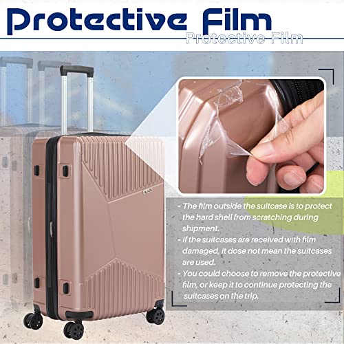 VLIVE 3 Pieces Luggage Set for Women, Expandable Luggage Set with TSA Lock, Suitcase with Wheel Set (Rose Gold)
